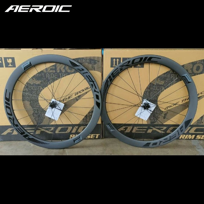 Aeroic Aero 50D Carbon Disc 700c Road Bike Wheelset HG Hub Pillar Spok ...